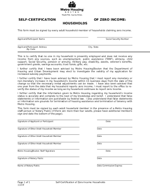 MDOC certification of zero income Doc Template | pdfFiller