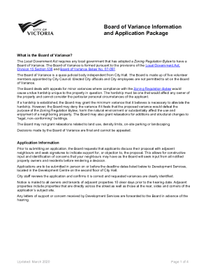 Fillable Online Board of Variance Information and Application Package Fax Email Print - pdfFiller