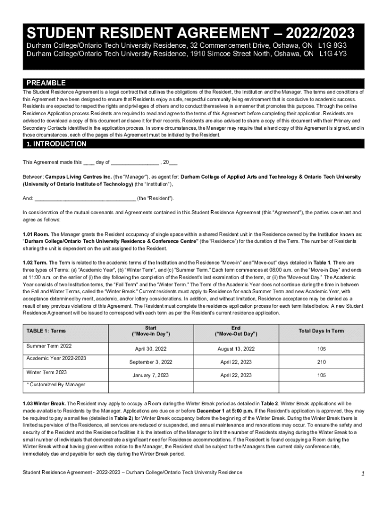 Fillable Online Off-campus living - Student Life - Ontario Tech University Fax Email Print ...