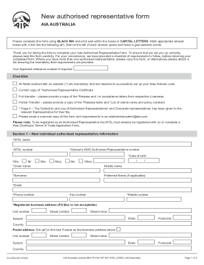 Fillable Online New Authorised Representative Form. New Authorised Representative Form Fax Email ...