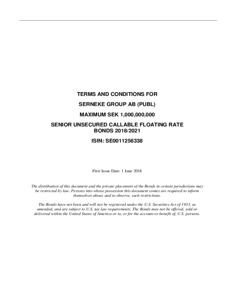 Fillable Online Serneke initiates a written procedure for its senior ...