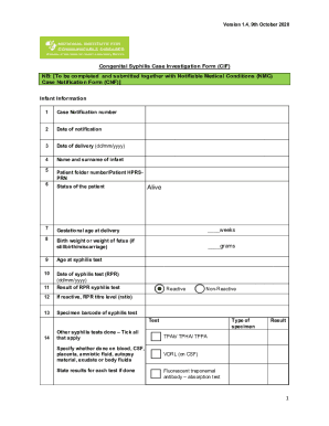 Fillable Online Congenital Syphilis Case Investigation Form (CIF) Fax ...