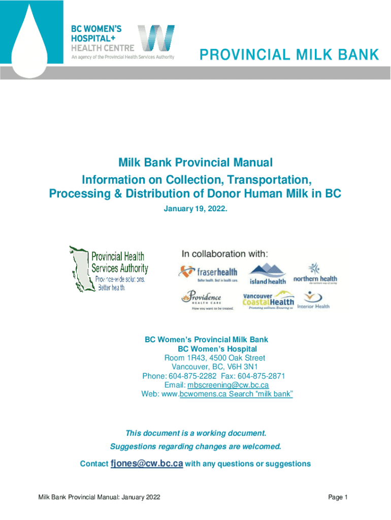 Fillable Online A Case Study of Human Milk Banking with Focus on the ...