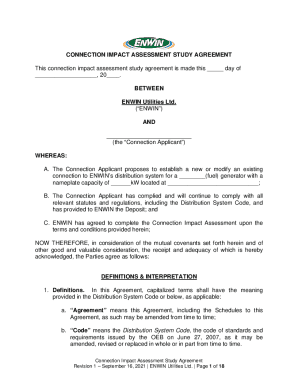 Fillable Online Connection Agreement for a Small or Mid-Sized Embedded ...