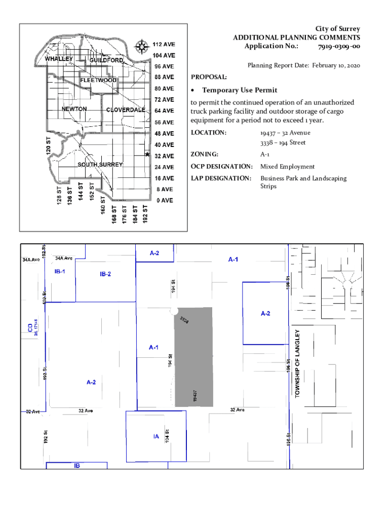 Fillable Online Application No.: 7919-0309-00 - City of Surrey Fax Email Print - pdfFiller