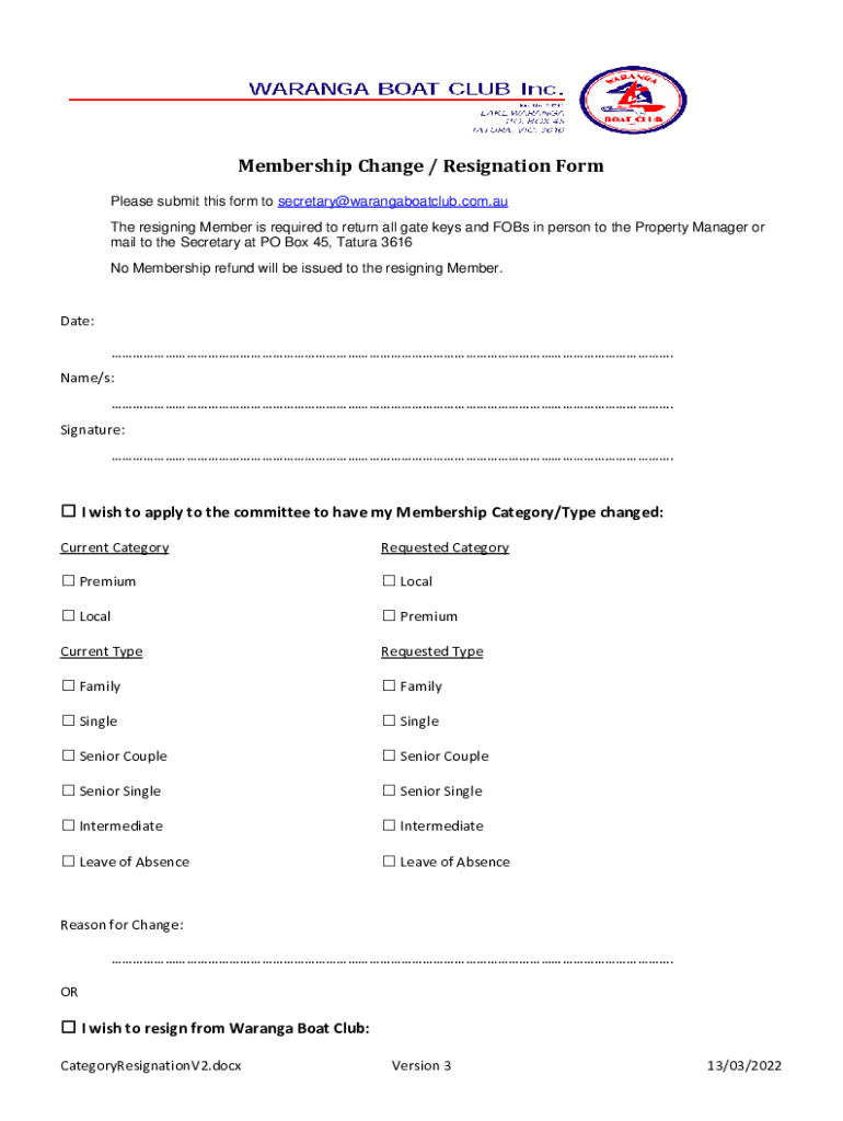 Fillable Online 12+ Sample Membership Resignation Letters - Template ...