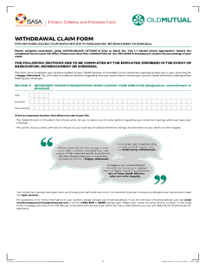 Fillable Online old mutual superfund - benefit reinvestment form ...