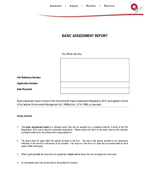 Fillable Online Basic assessment report in terms of the ... - Southern ...