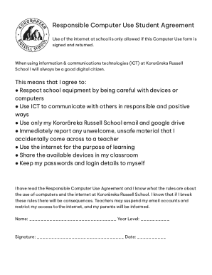 Fillable Online Computer Use Agreement and Forms / Computer Use ... Fax ...