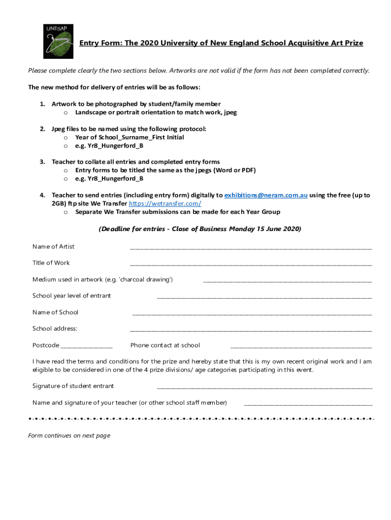 Fillable Online Entry Form - New England Regional Art Museum Fax Email Print - pdfFiller