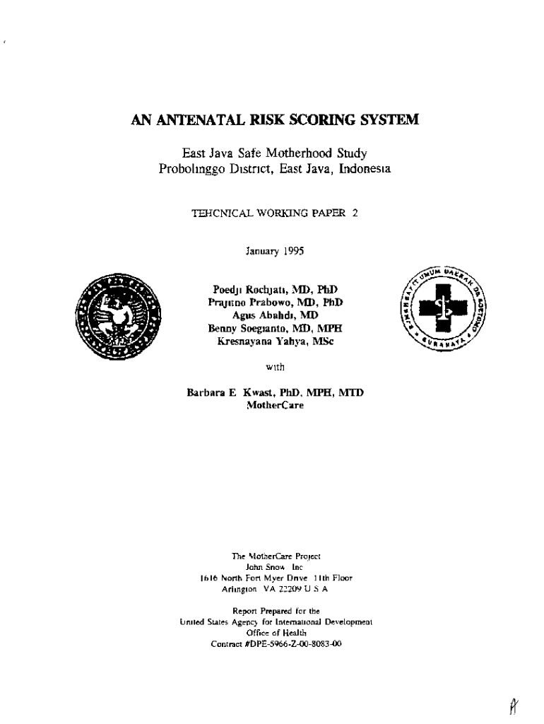 Fillable Online pdf usaid An antenatal risk scoring system: East Java ...