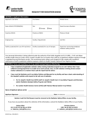 Fillable Online Request for Radiation Badge. Request for Radiation ...