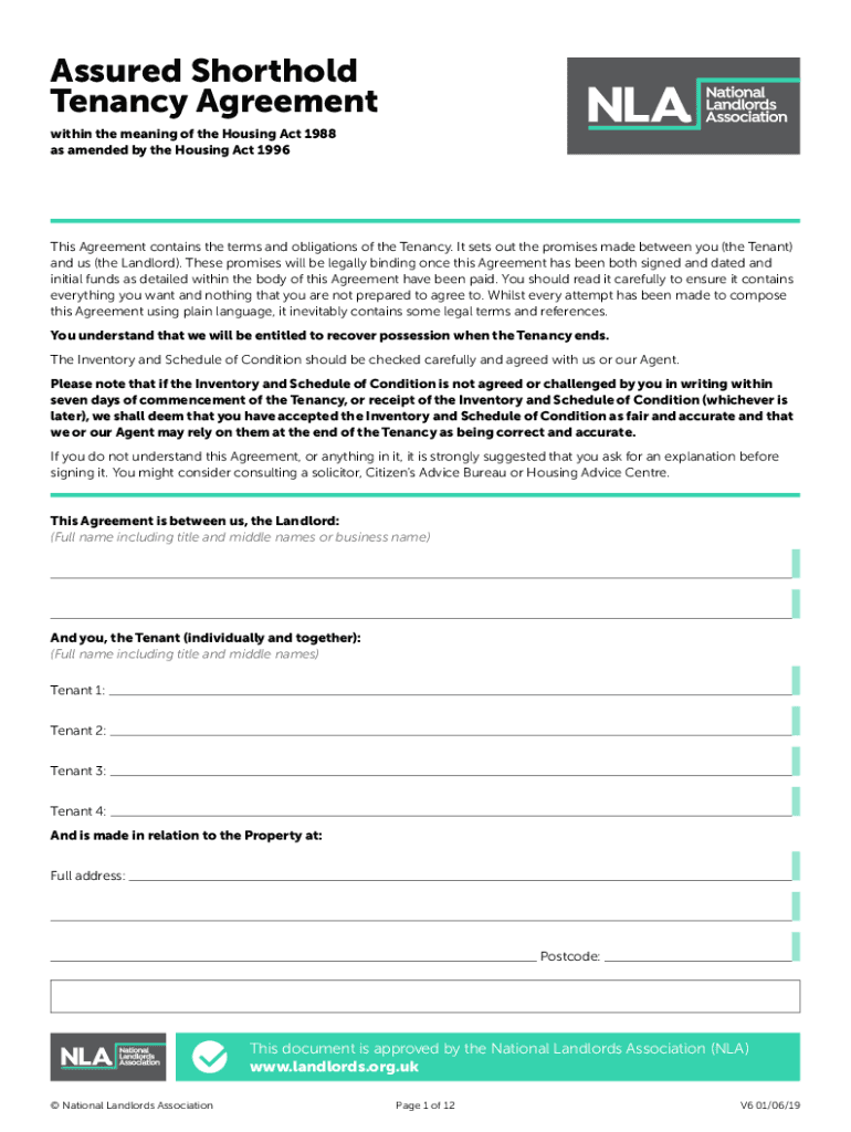 Fillable Online assured shorthold tenancy agreement - Calico Homes Fax Email Print - pdfFiller
