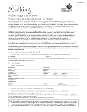 Fillable Online walking heartfoundation org Walk Organiser Registration ...