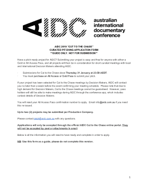 Fillable Online aidc 2019 cut to the chase curated pitching application ...