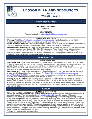 Fillable Online Daily Routines & Times of the Day Lesson Plan Fax Email ...