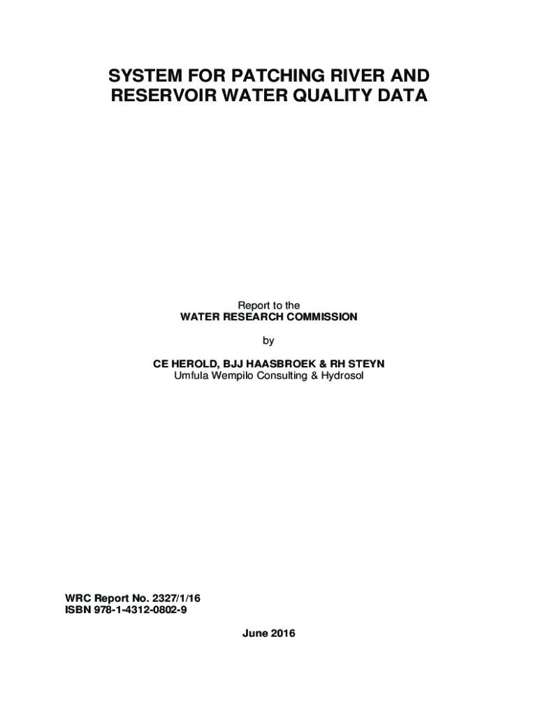 Fillable Online SYSTEM FOR PATCHING RIVER AND RESERVOIR WATER ... Fax Email Print - pdfFiller