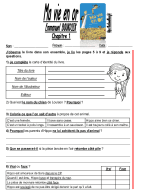 Fillable Online Les fiches de lecture (Ma vie en or/Emmanuel BOURDIER ...