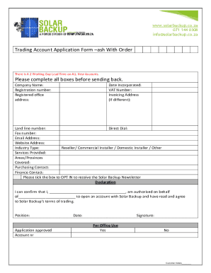 Fillable Online Trading Account Application Form ash With Order Fax ...
