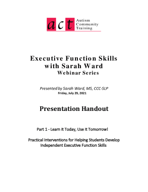 Fillable Online Executive Function Skills with Sarah Ward Presentation ...