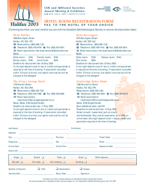 Fillable Online HOTEL ROOM REGISTRATION FORM - Canadian ... Fax Email ...