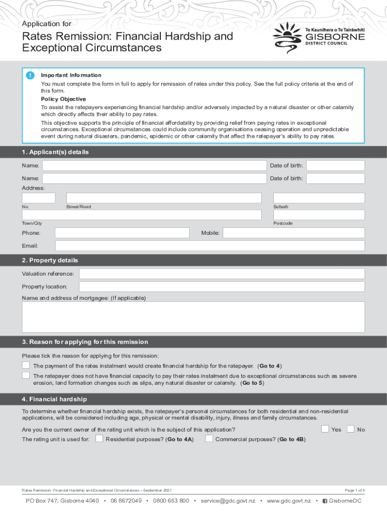 Fillable Online Rates Remission Application Form Cases of Genuine ...