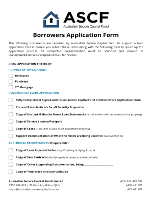Fillable Online Borrowers Application Form - Australian Secure Capital ...