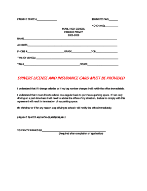 Fillable Online PARKING PERMIT FORM .docx Fax Email Print - pdfFiller
