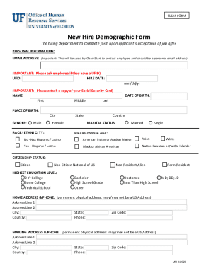 Fillable Online Employee Demographic Form - Fill Online, Printable, Fillable ... Fax Email Print ...