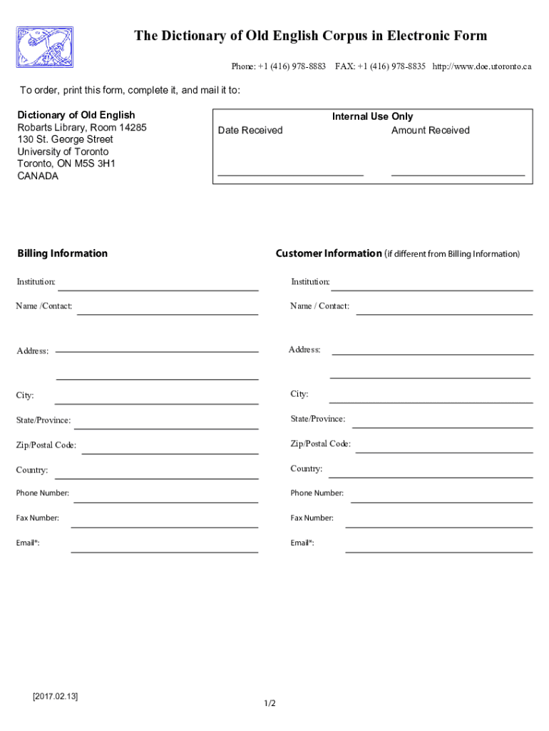 Fillable Online The Dictionary of Old English Corpus in Electronic Form Fax Email Print - pdfFiller