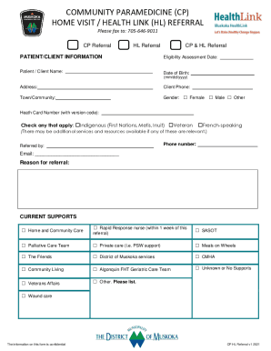Fillable Online Community Paramedicine Home Visit Program Referral Form ...
