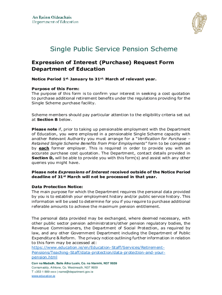 Fillable Online Single Public Service Pension Scheme - Government of Ireland Fax Email Print ...