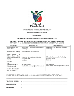Fillable Online ekurhuleni gov Notice for clarification on the Supply ...