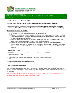 Fillable Online KZN Department of Agriculture and Rural Development Fax ...