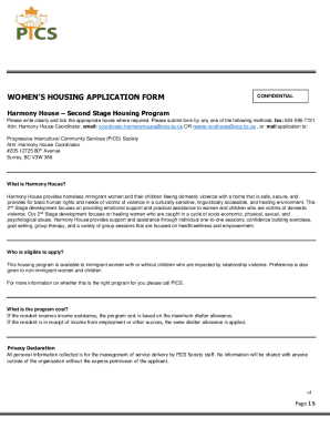 Fillable Online Second Stage Housing Application Fax Email Print ...