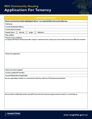 Fillable Online Application For Tenancy - Rangitikei District Council ...