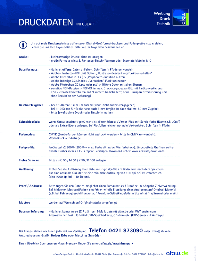 Fillable Online Druckdaten Infoblatt - afaw-Design Fax Email Print ...