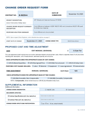 Fillable Online Change Order Request Form - IN.gov Fax Email Print ...