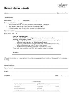 Fillable Online Form 17 - 180 Day Notice to Vacate for Discontinuance of Use ... Fax Email Print ...