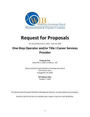 Fillable Online Request for Proposals - One-Stop Career Services, WIOA ...