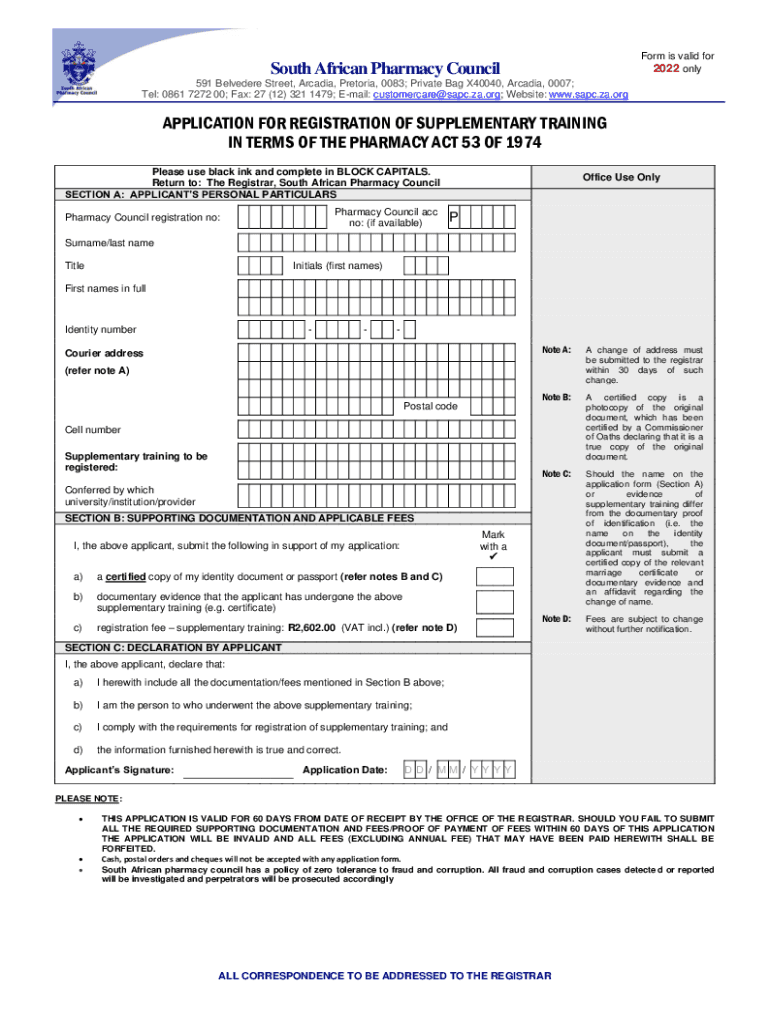 Fillable Online SA Citizens - South African Pharmacy Council Fax Email ...