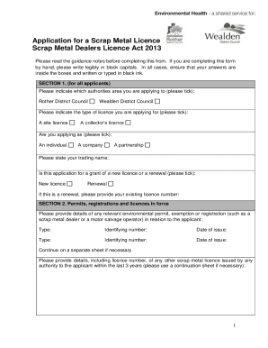 Fillable Online SMD1 - Site scrap metal dealers licence form Fax Email ...