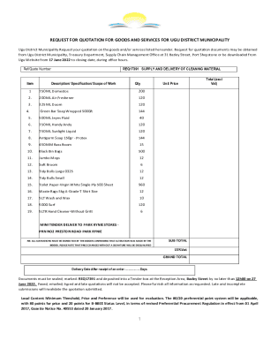 Fillable Online ugu gov Request for Quotation for Goods and Services for Ugu District ... Fax ...