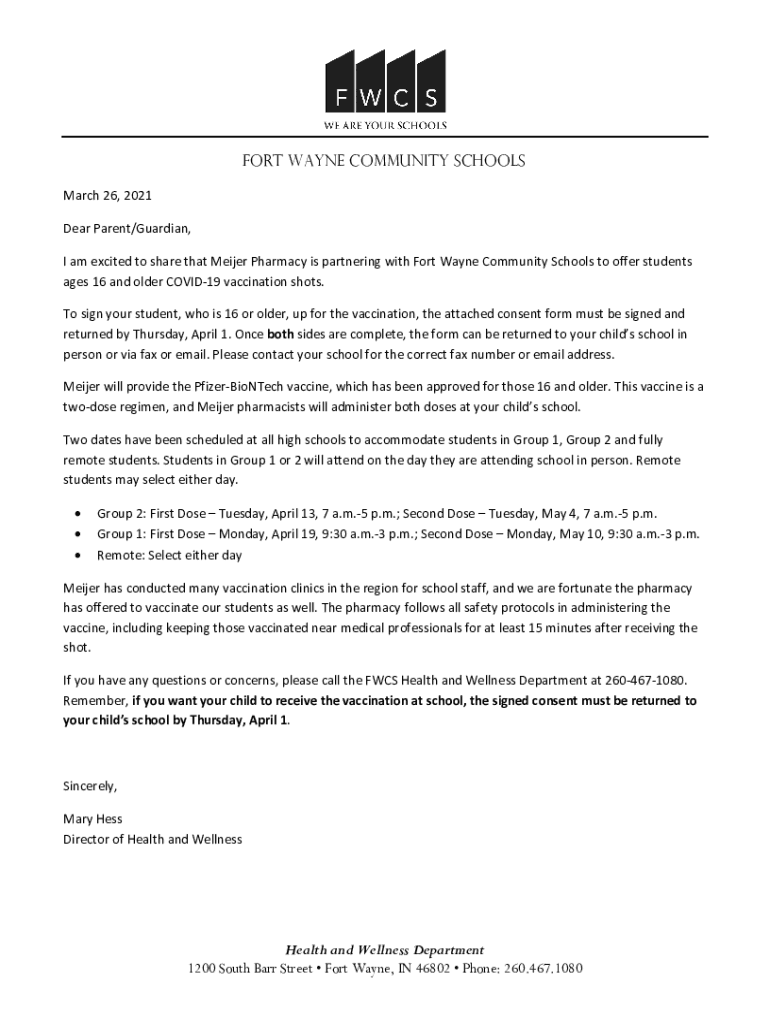 Fillable Online Fort Wayne Community Schools receives $1M grant for new ... Fax Email Print ...