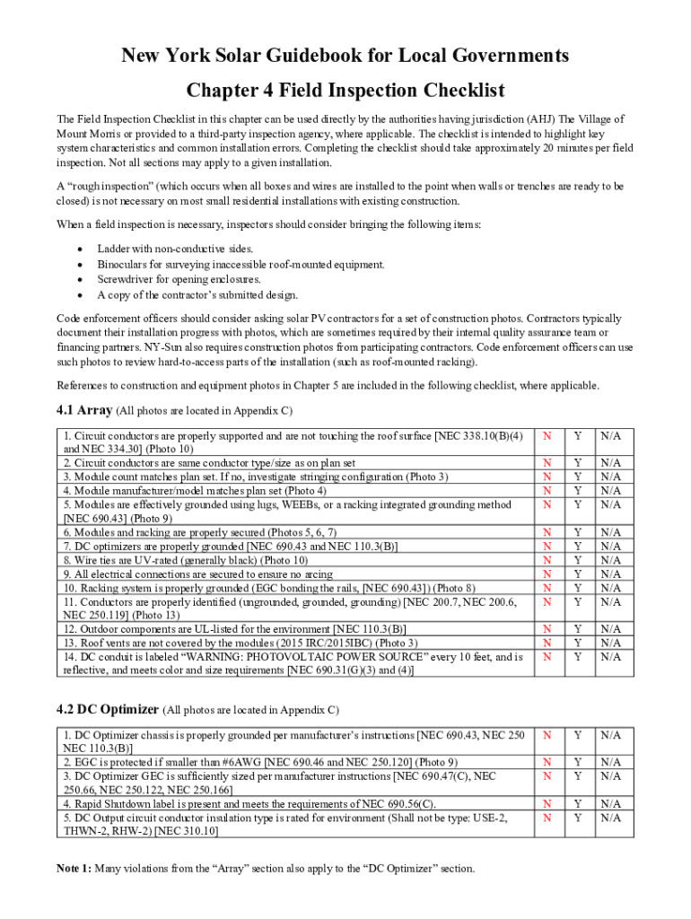 Fillable Online FORMUNIFIED SOLAR FIELD INSPECTION CHECKLIST Fax Email ...