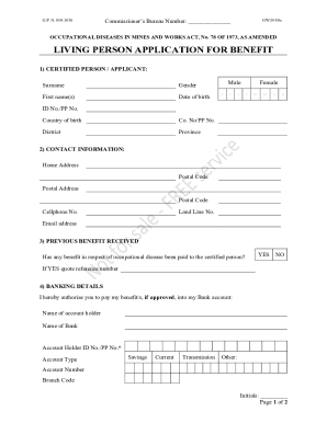 Fillable Online LIVING PERSON APPLICATION FOR BENEFIT Fax Email Print ...