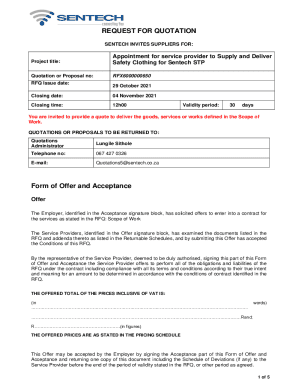 Fillable Online REQUEST FOR QUOTATION Form of Offer and Acceptance Fax ...