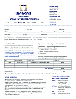 Fillable Online Canton Campus - Massasoit Community College Fax Email ...
