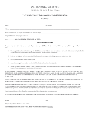 Fillable Online tuition payment deferment / promissory note exhibit a ...