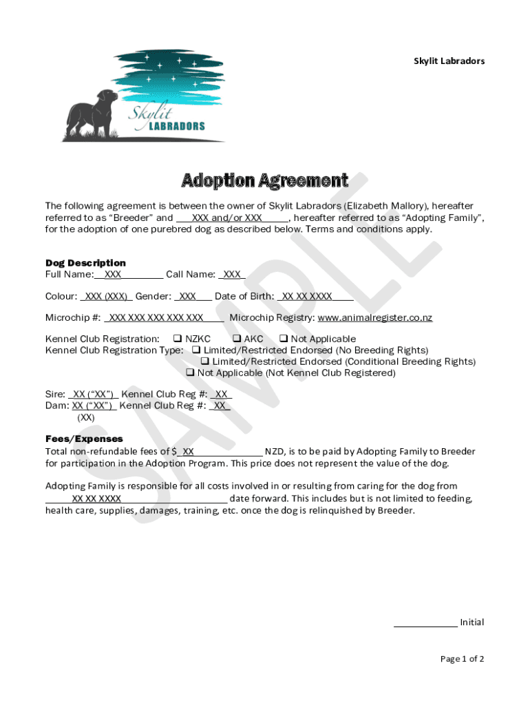 Fillable Online Adoption Agreement - Squarespace Fax Email Print ...